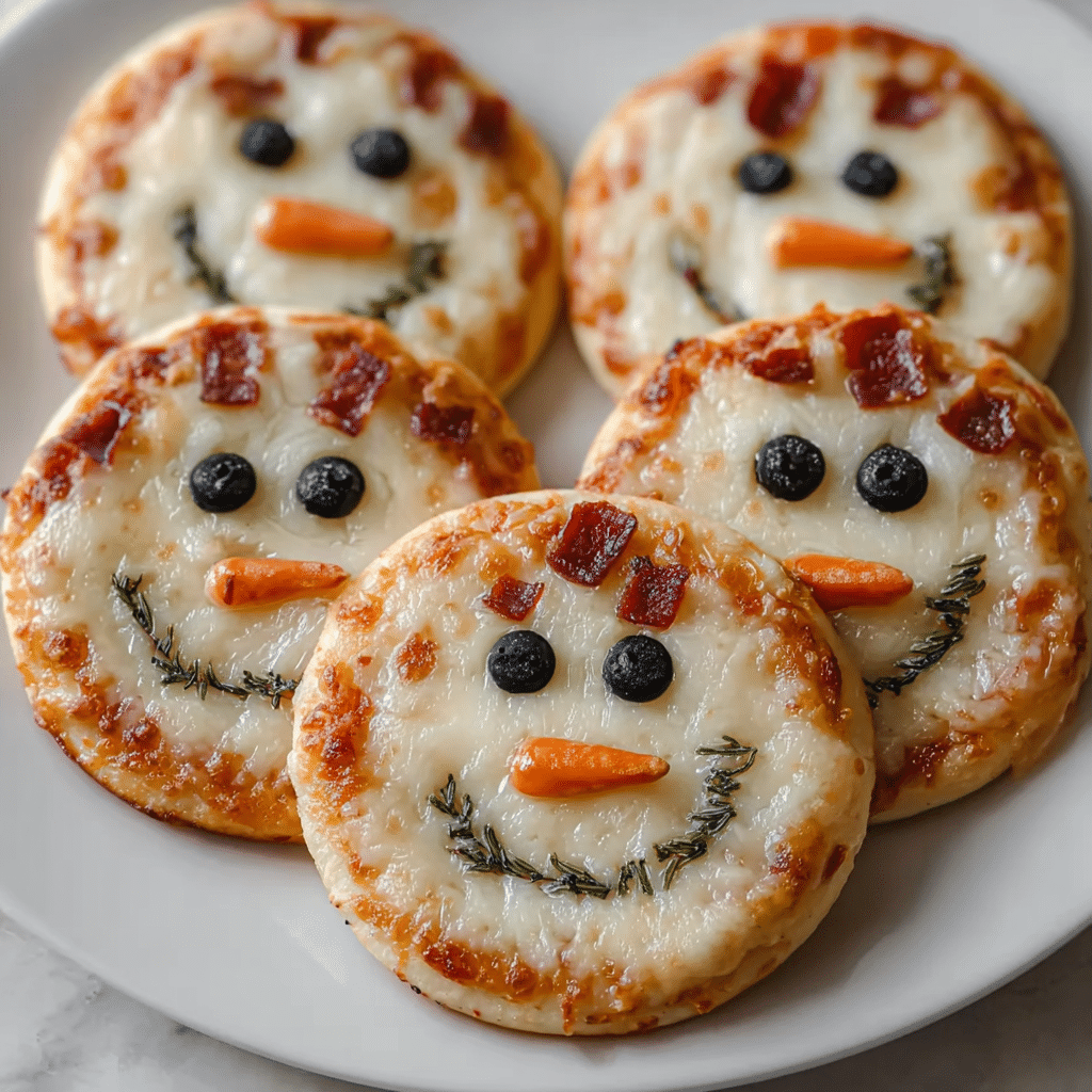 Mini Snowman Pizzas – Paradise Dishes